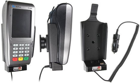 Uchwyt do VeriFone VX 670 z wbudowaną ładowarką samochodową.