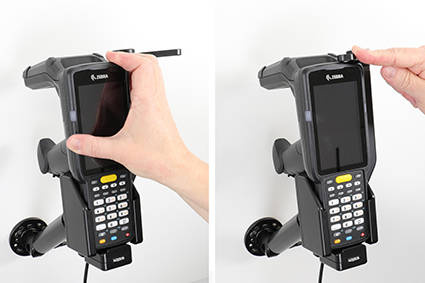 Uchwyt samochodowy do Zebra MC3300R do profesjonalnego montażu.